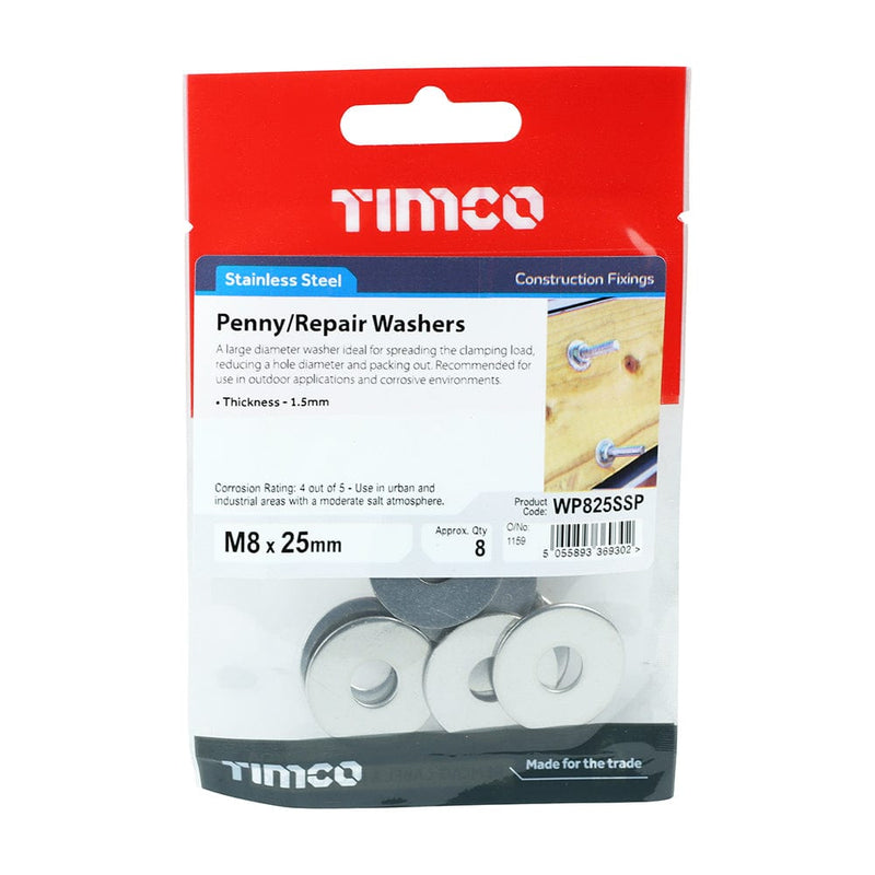 Timco Penny / Repair Washers Din9054 A2 Stainless Steel